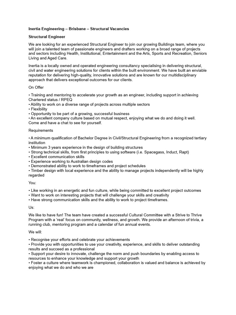Inertia Engineering - Structural Engineering Vacancies | PDF ...