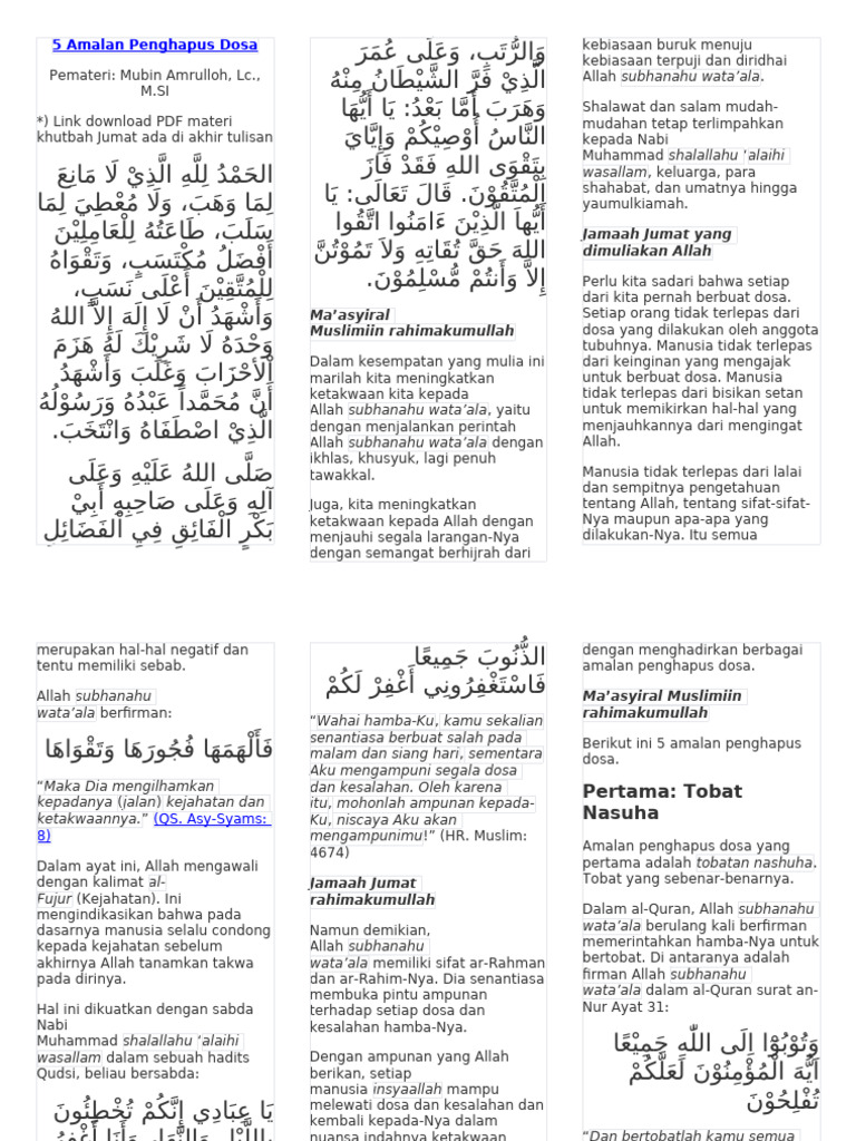 5 Amalan Penghapus Dosa | PDF