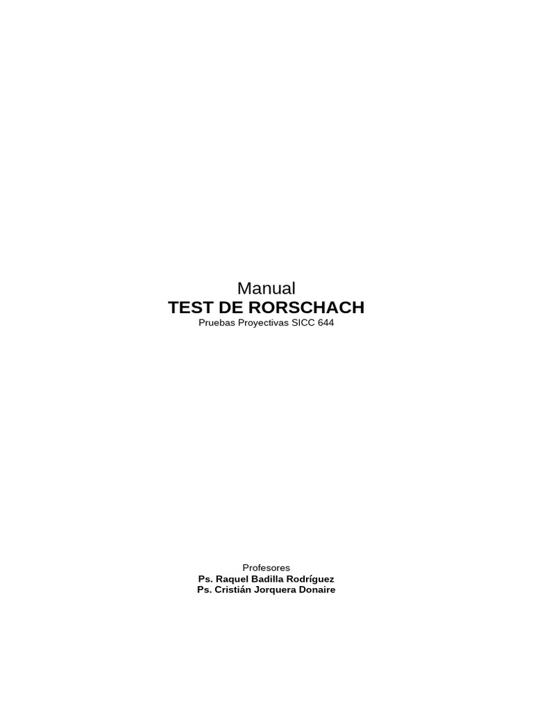 Manual Test Rorschach | PDF | Percepción | Sicología