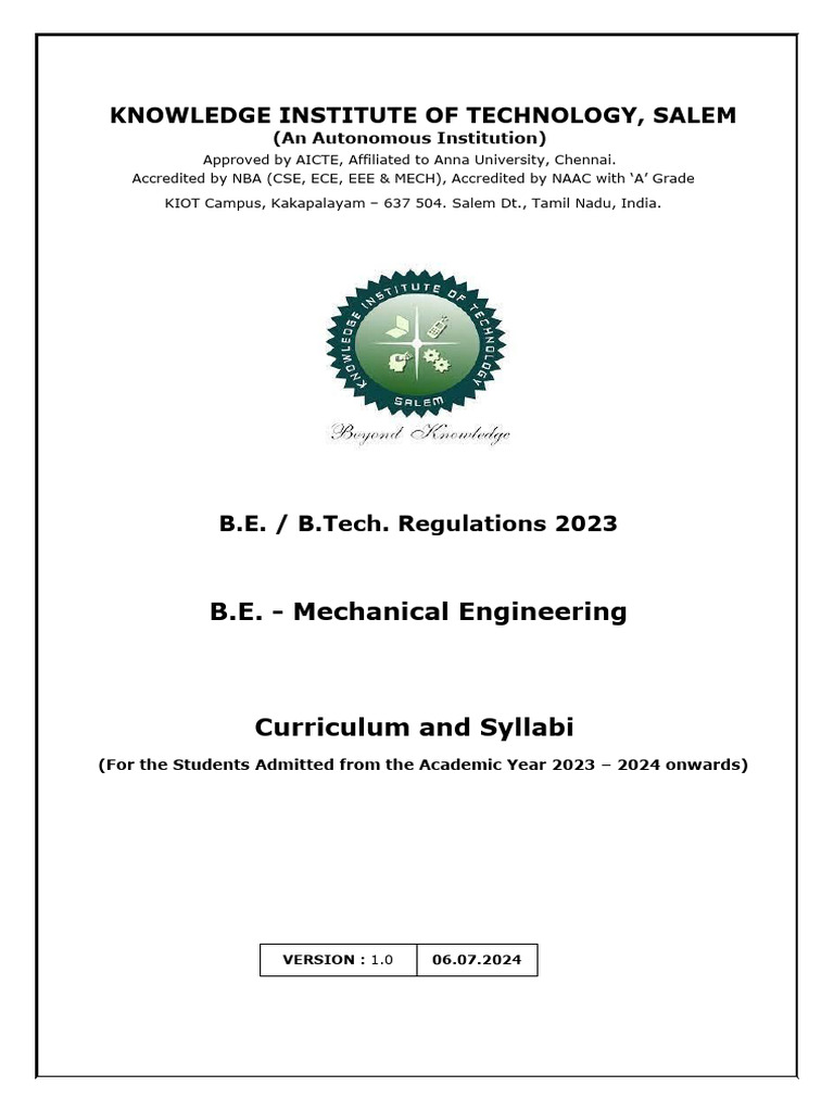 Mech r23 III Sem Syllabus | PDF | Engineering | Science