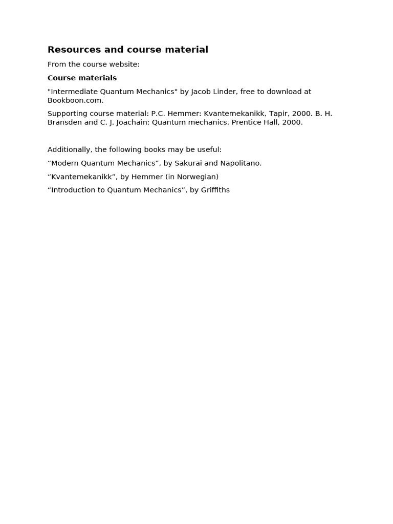 Resources and Course Material | PDF