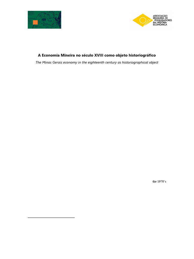 Economia Mineira no Século XVIII: Historiografia | PDF | Economia | Brasil