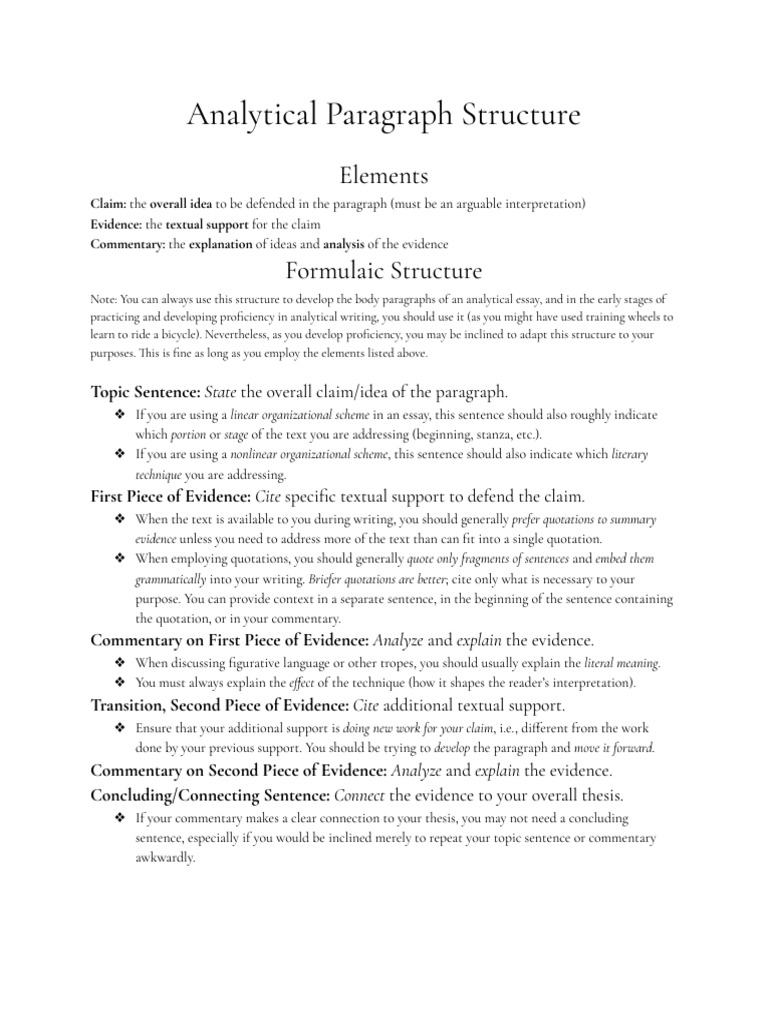 Analytical Paragraph Structure | PDF | Paragraph | Syntax