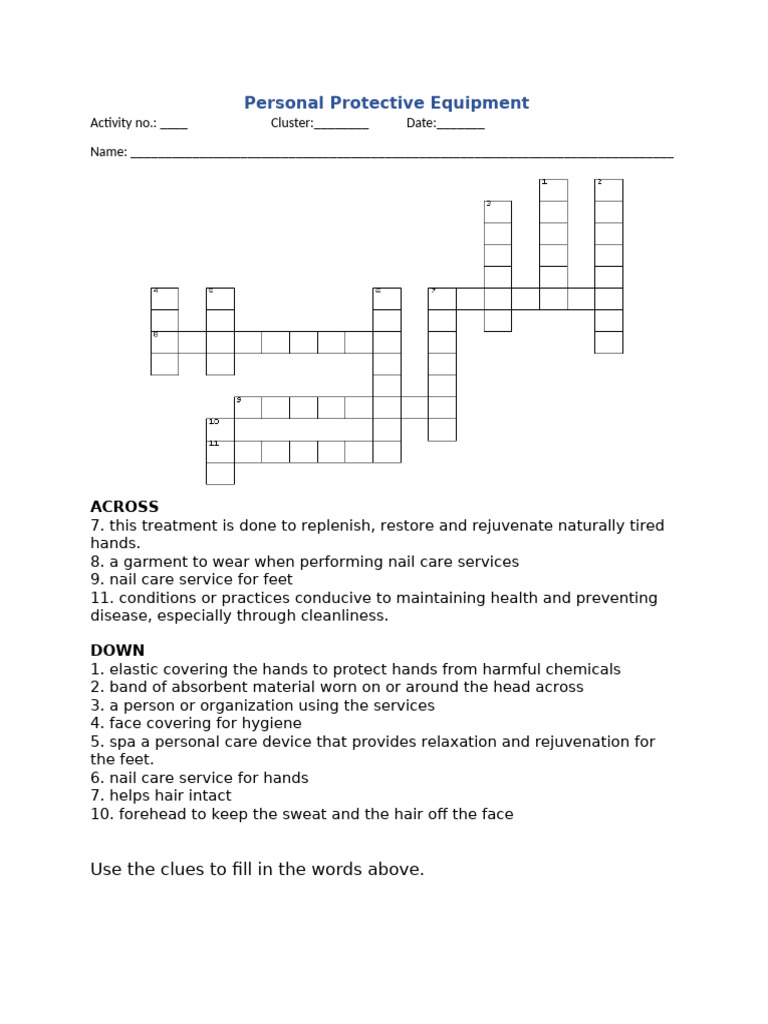 Activity Sheet COT3 - Personal Protective Equipment | PDF | Personal ...