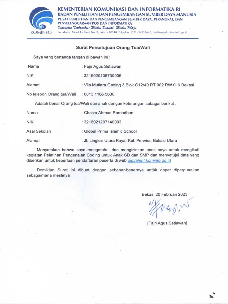 Surat Pernyataan Coding | PDF