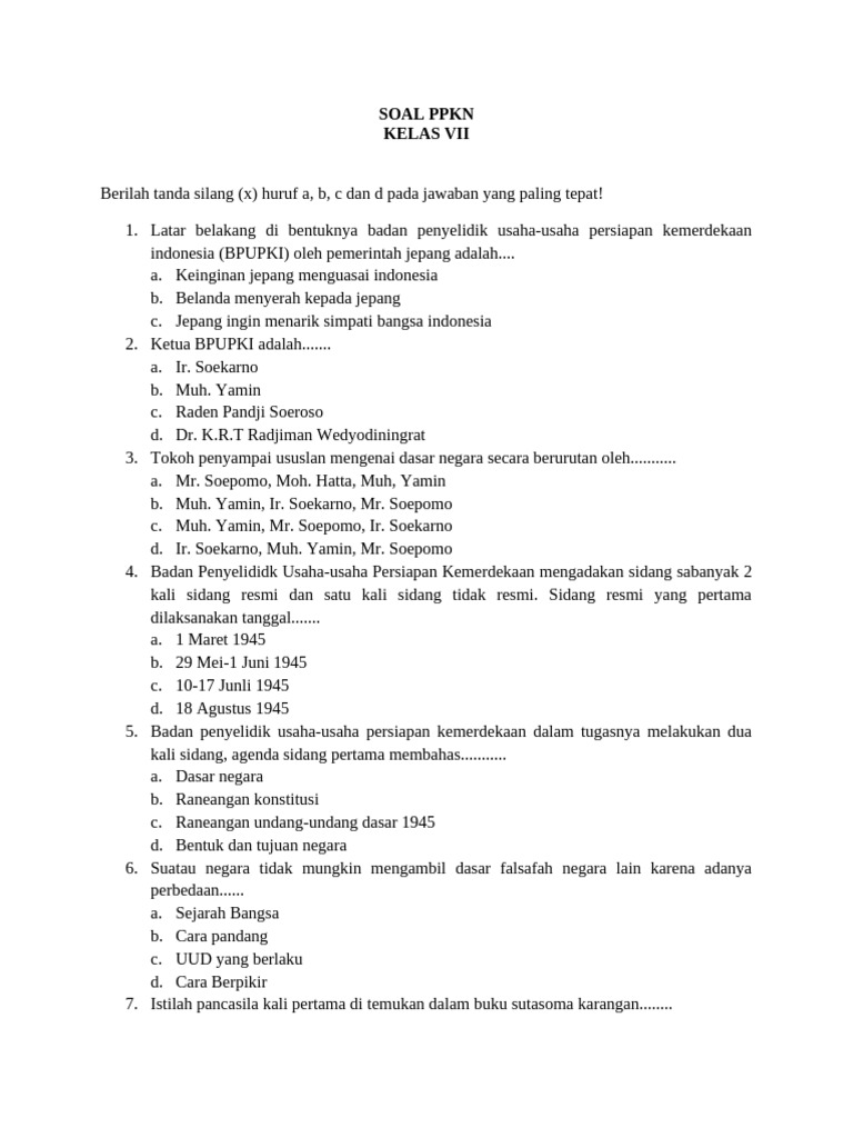 Soal PPKN | PDF
