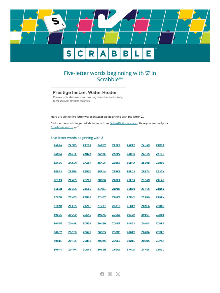 Z-Official Five-Letter Words Beginning With 'Z' - Scrabble & Word ...