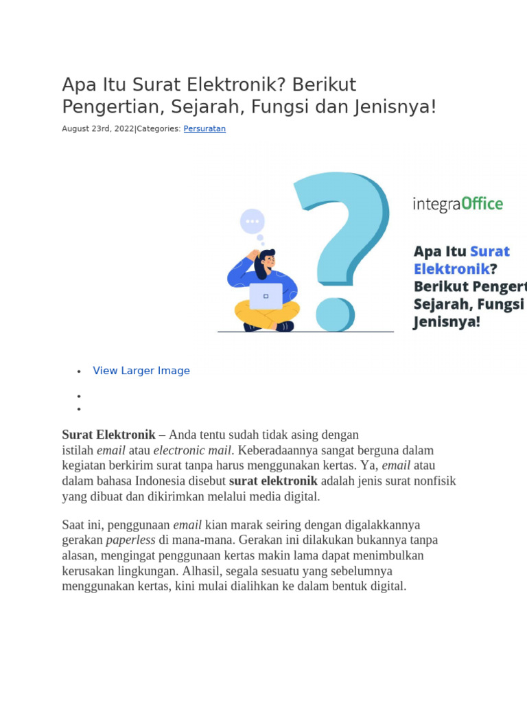Pengertian dan Fungsi Surat Elektronik | PDF
