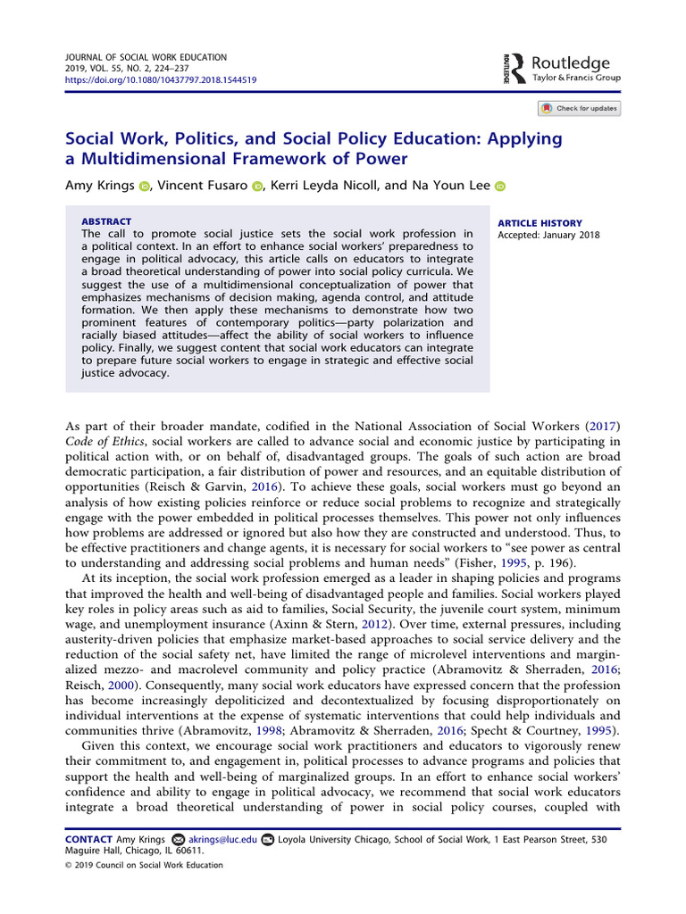 Empowering Social Workers in Politics | PDF