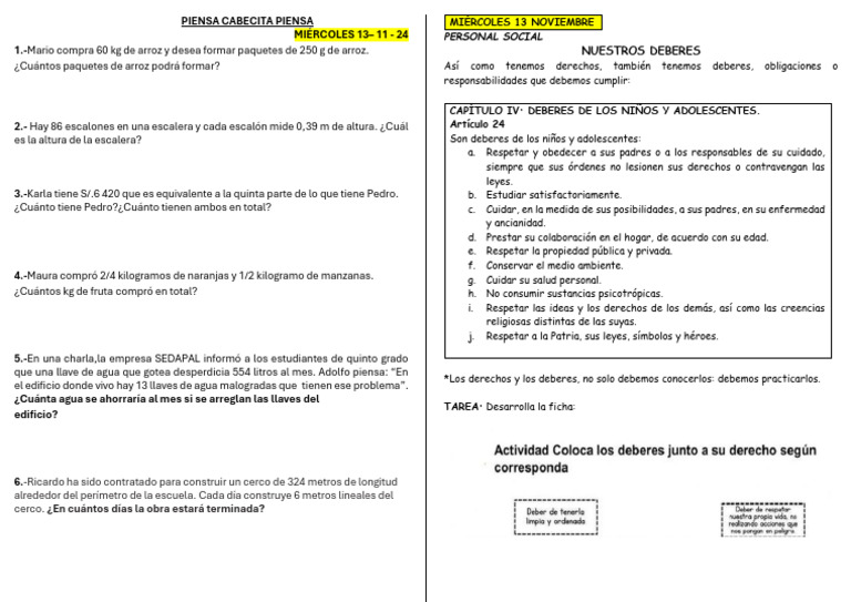 Miércoles 13 - Matem. y P. Social | PDF