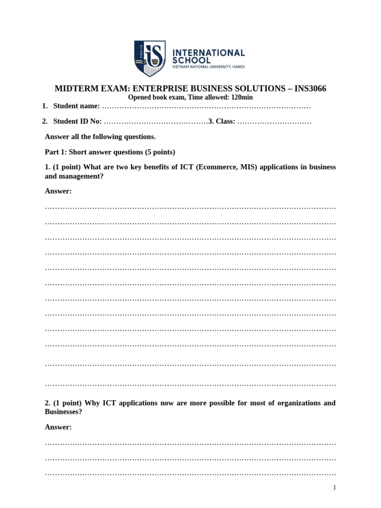 INS3066 Midterm 2024 | PDF | Cyberspace | Information Technology