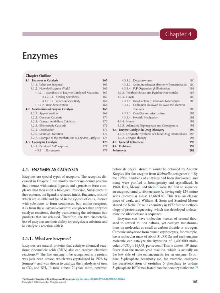 Chapter-4---Enzymes_2014_The-Organic-Chemistry-of-Drug-Design-and-Drug-Actio | PDF | Active Site ...