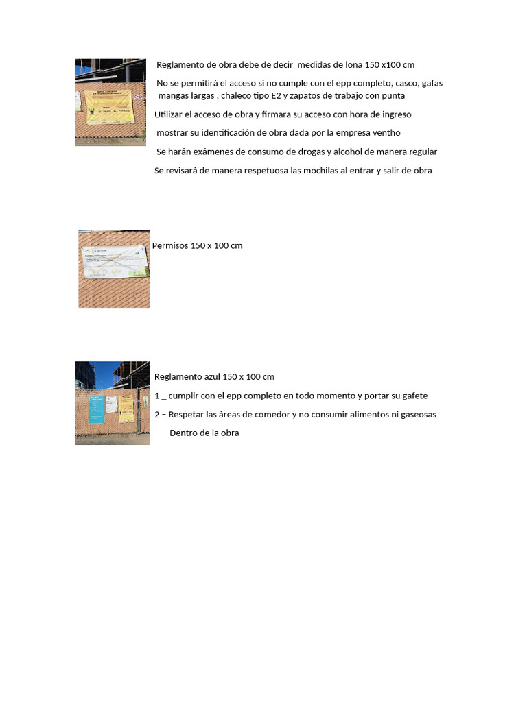 Reglamento de Obra Debe de Decir Medidas de Lona 150 x100 CM | PDF
