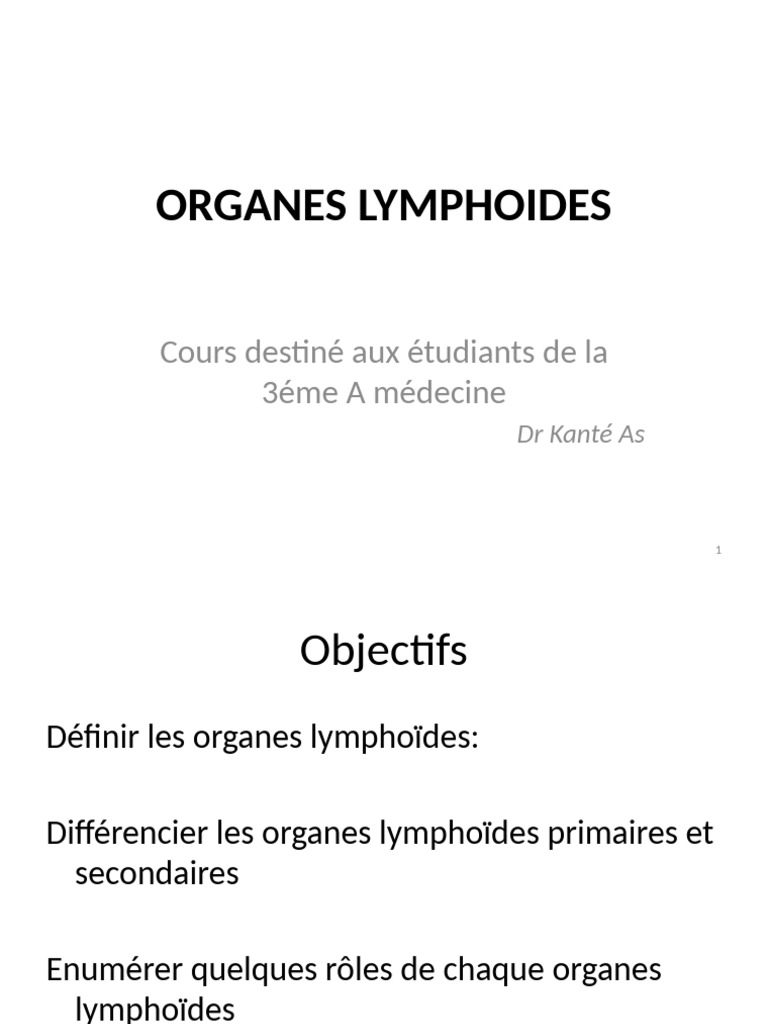 Organes Lymphoïdes: Cours 3ème Année Médecine | PDF | Lymphocyte ...