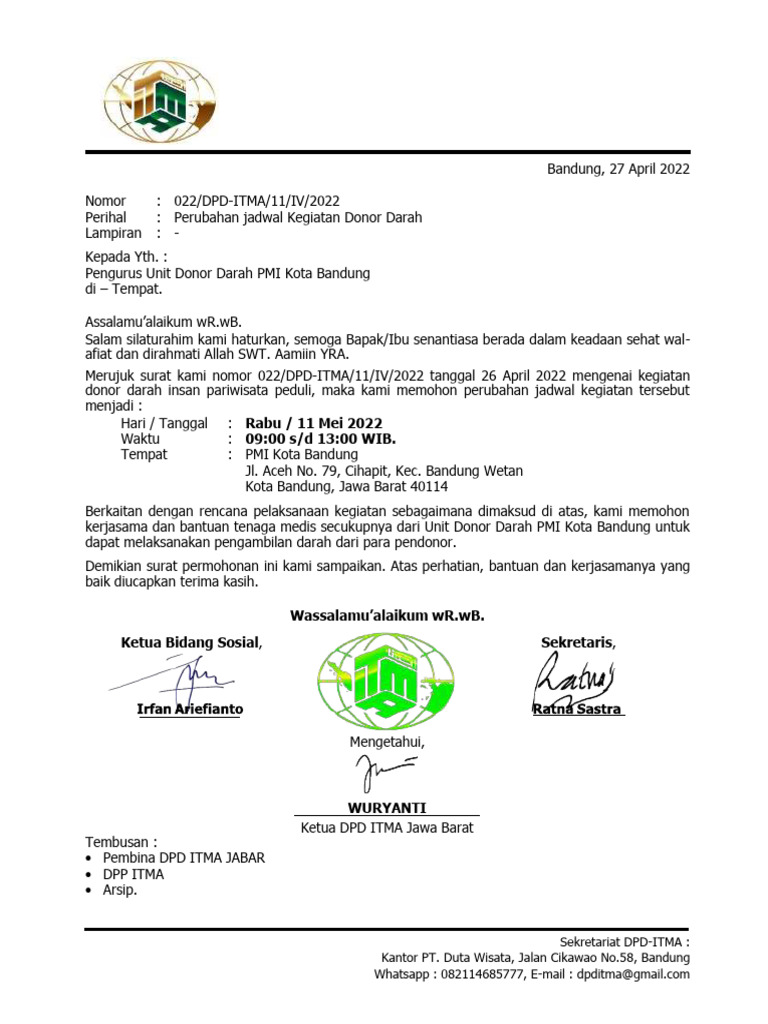 Contoh Surat Permohonan Donor Darah Ke P I | PDF