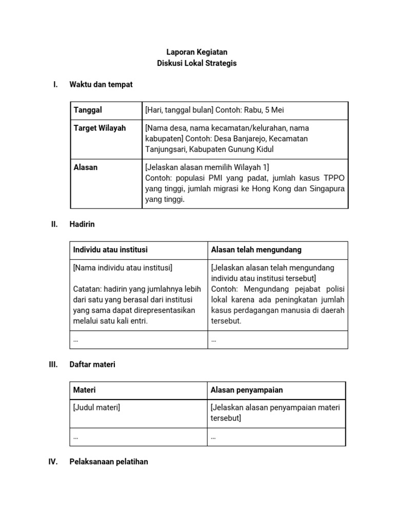 Format Laporan Kegiatan DLS | PDF
