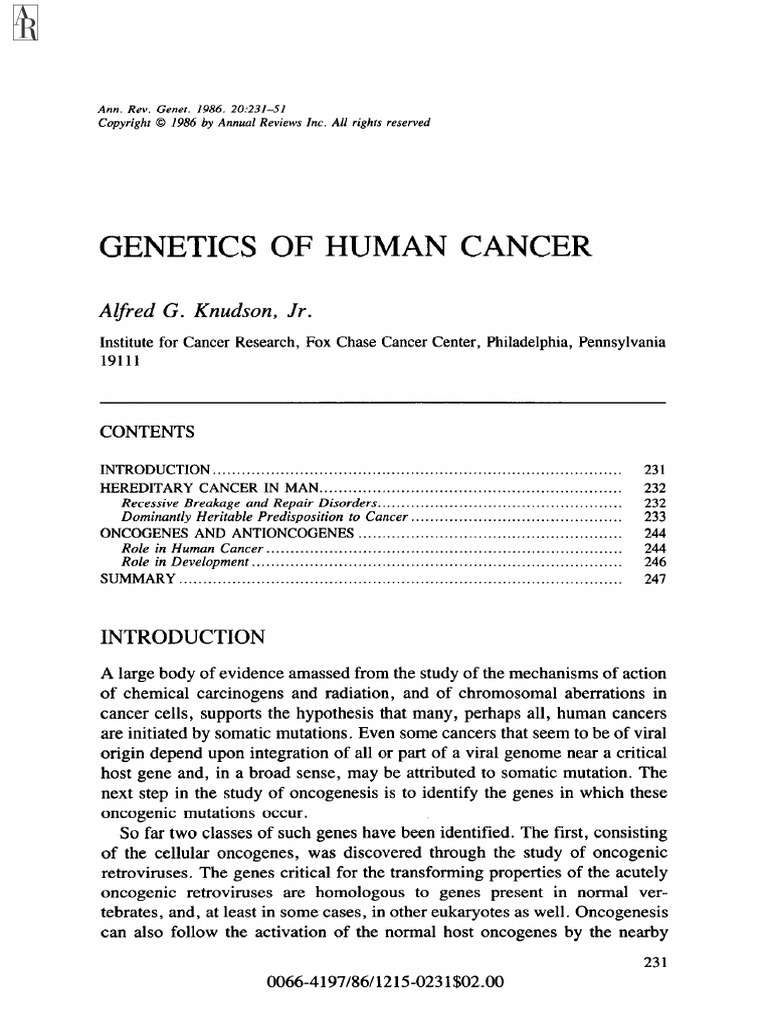 Genetics of Human Cancer | PDF | Carcinogenesis | Cancer