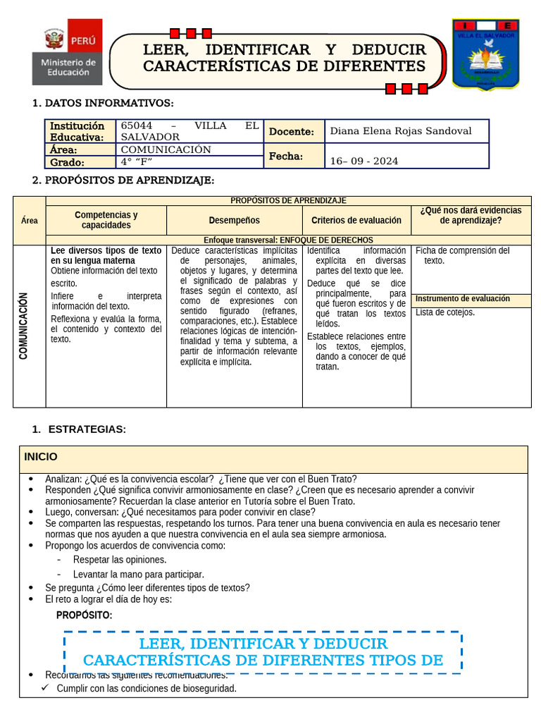 Com 5 - Leer e Identificar Diversos Tipos de Textos | PDF | Aprendizaje ...
