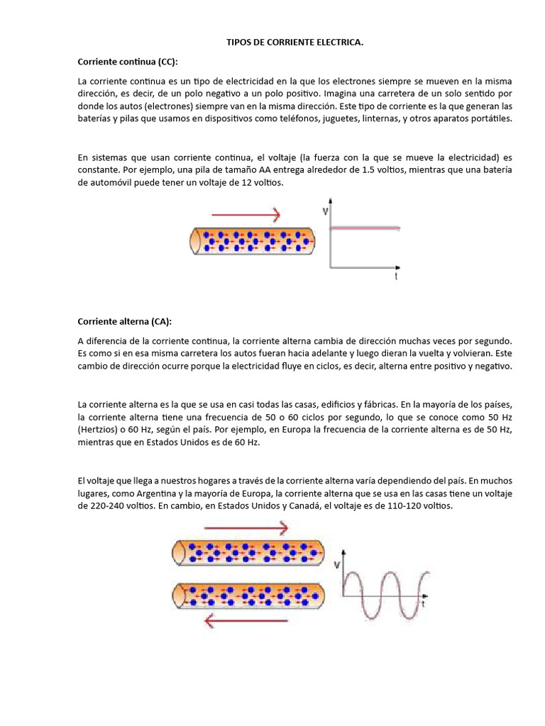 Tipos de Corriente Electrica | PDF | Corriente continua | Corriente ...
