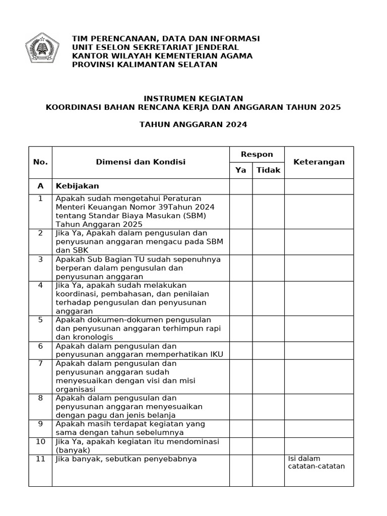 Instrumen Monitoring 2024 | PDF