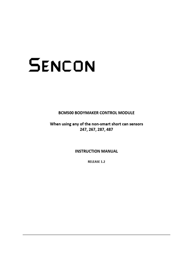 BCM500 Bodymaker Manual | PDF | Switch | Sensor