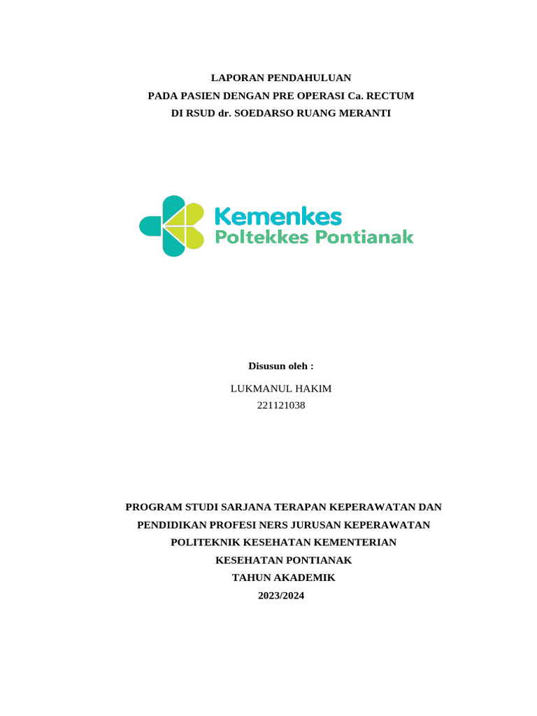 Laporan Pendahuluan Ca Rectum | PDF