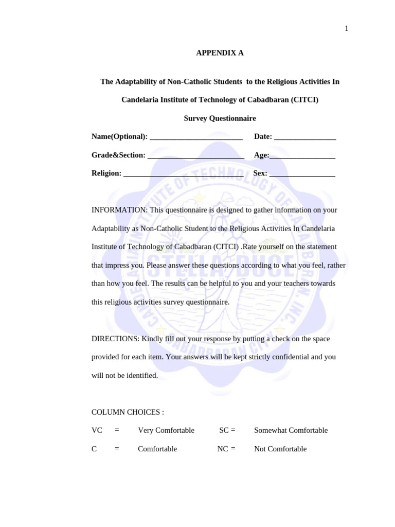 Appendix A-New Survey Questionnaire | PDF | Social Psychology