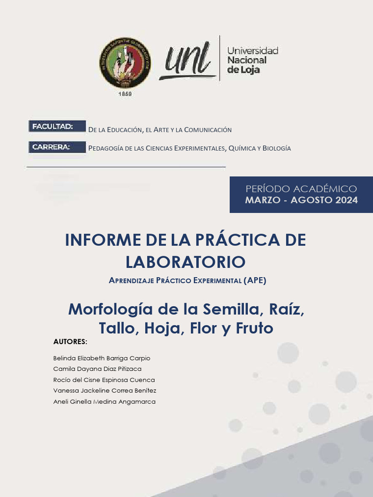 Informe DE LA Práctica DE Laboratorio: Morfología de La Semilla, Raíz ...