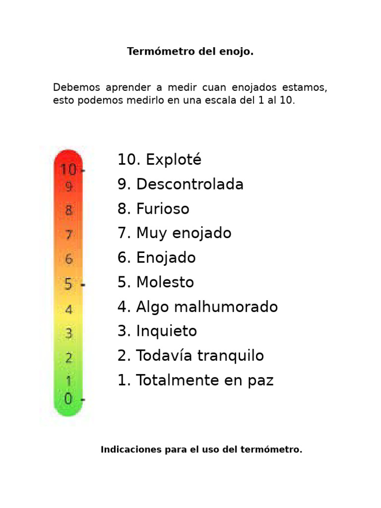 Termómetro del Enojo: Controla tus Emociones | PDF