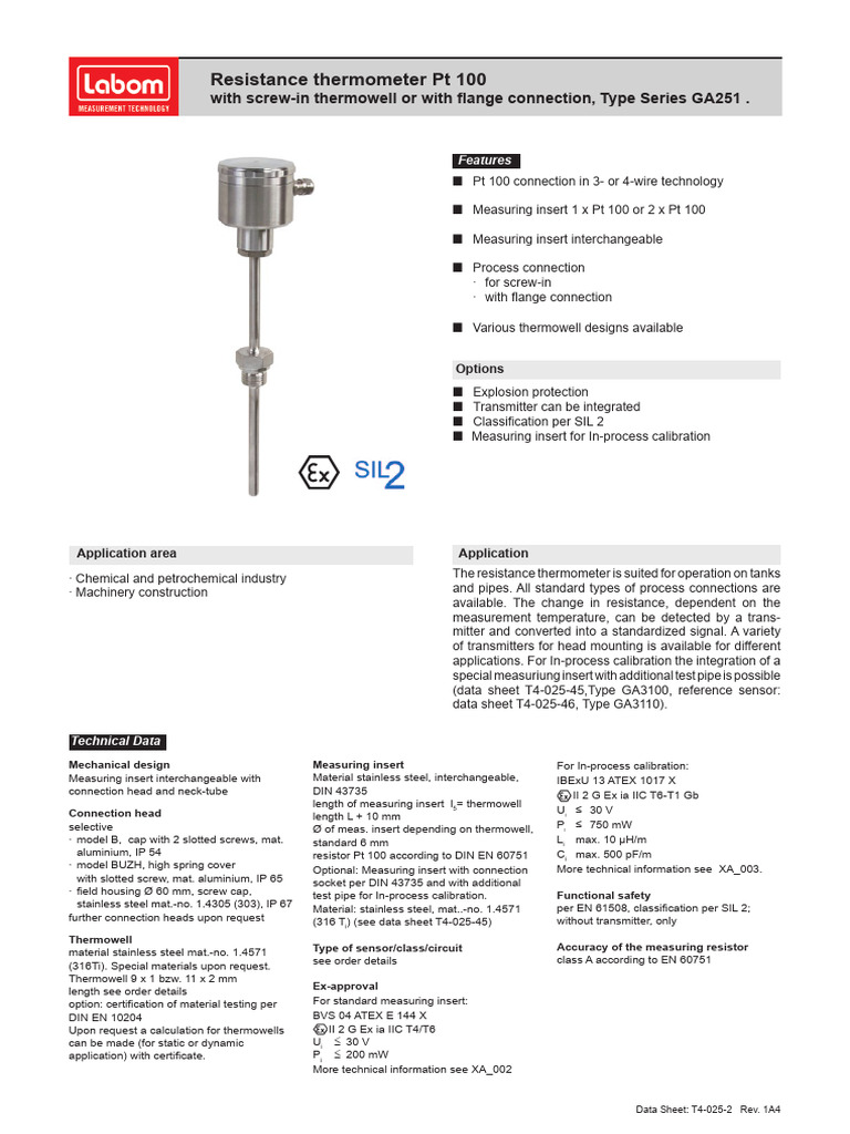 LABOM GA2510 Datasheet | PDF | Electrical Resistance And Conductance | Metrology