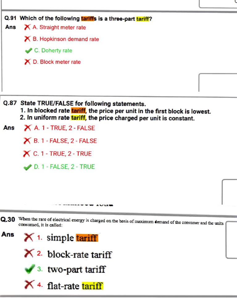 Electrical Tariff Questions | PDF | Demand | Electrical Engineering