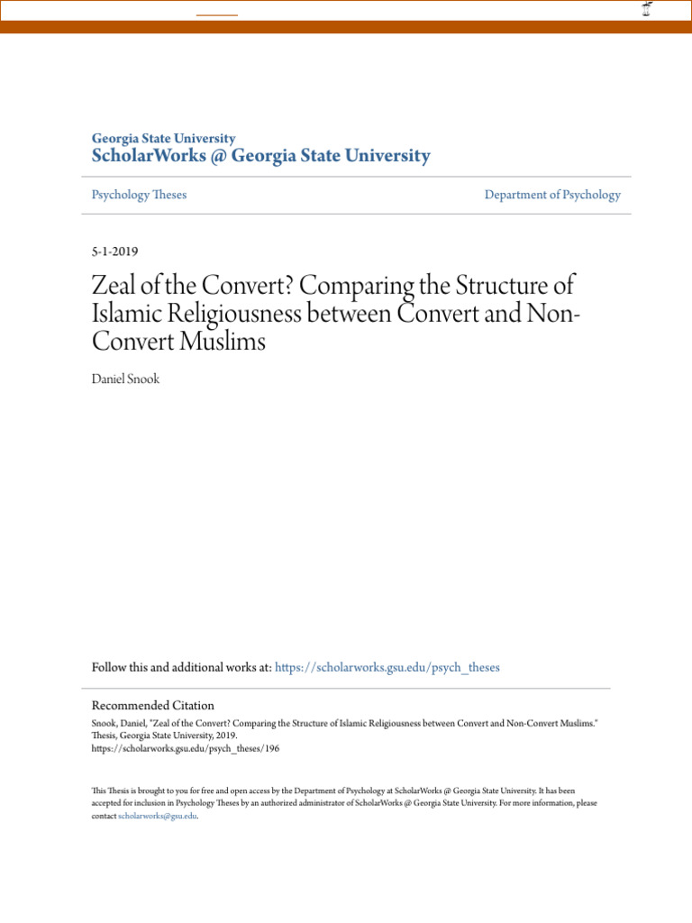 Zeal of The Convert? Comparing The Structure of Islamic Religiousness ...