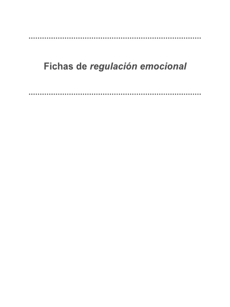 Fichas de Regulacion Emocional Parte 1 | PDF