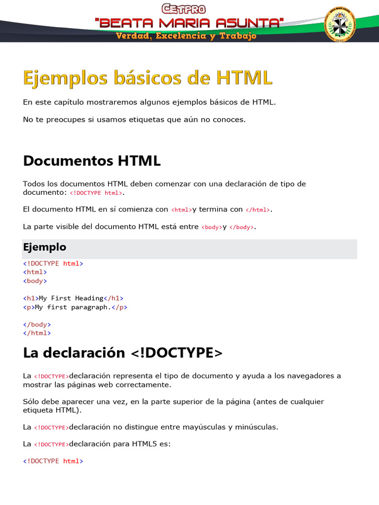 Clase 09 - Ejemplos Basicos - HTML | PDF