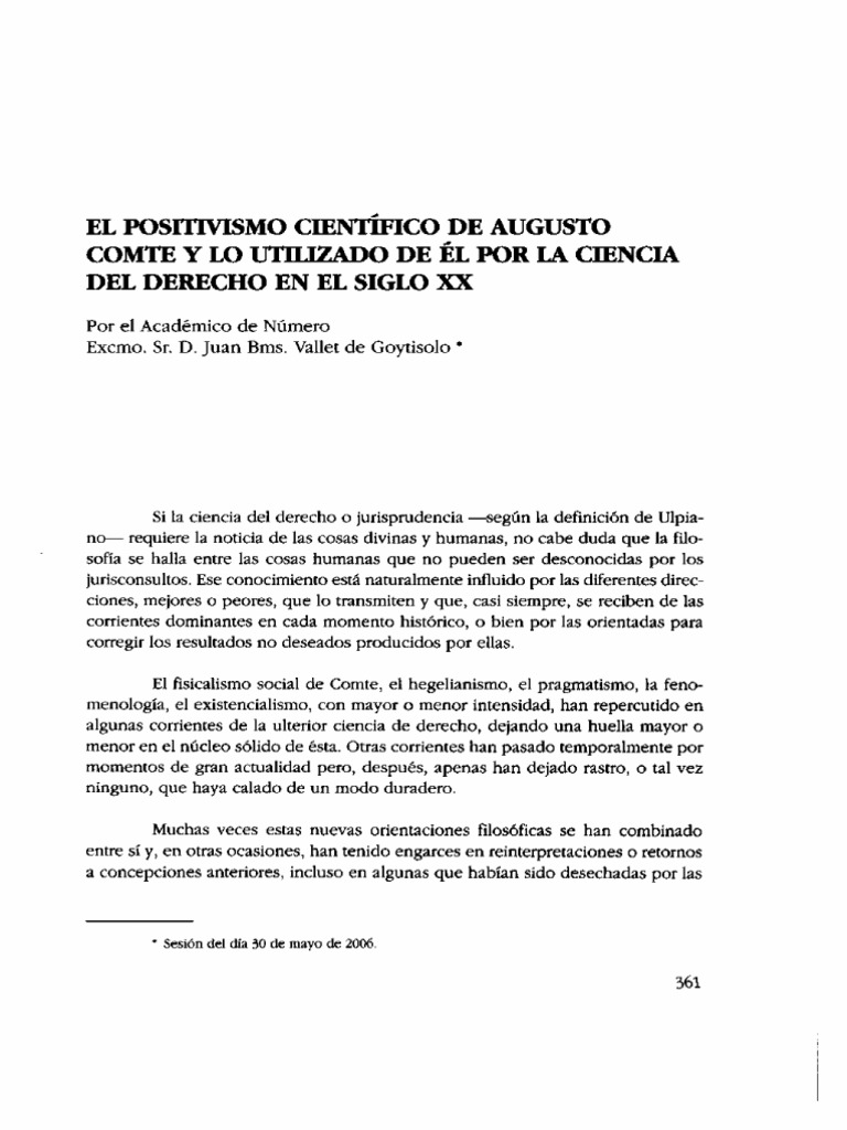Positivismo Científico de Comte en Derecho | PDF | Positivismo | Metafísica