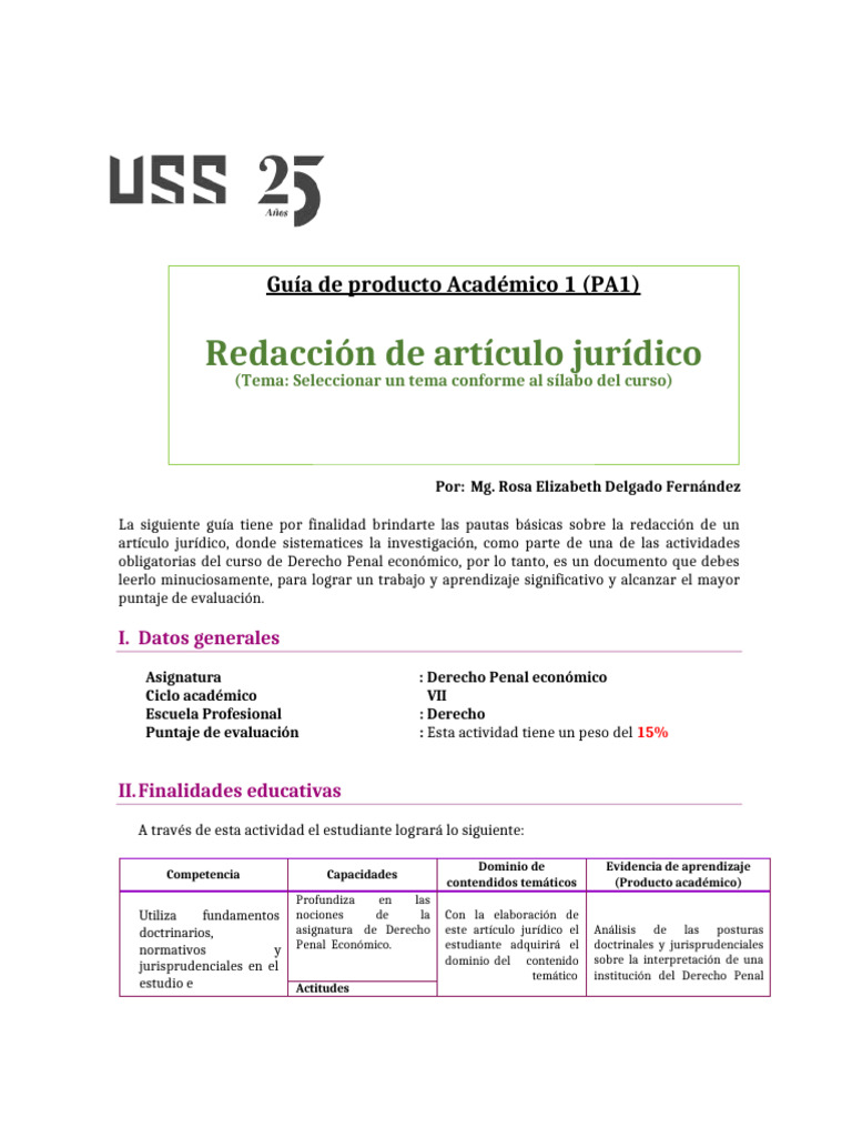 Guía de PA1 | PDF | Estilo apa | Derecho penal