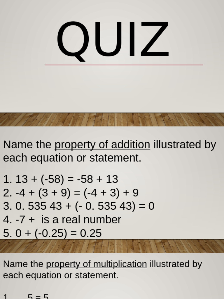 Math Properties Quiz | PDF