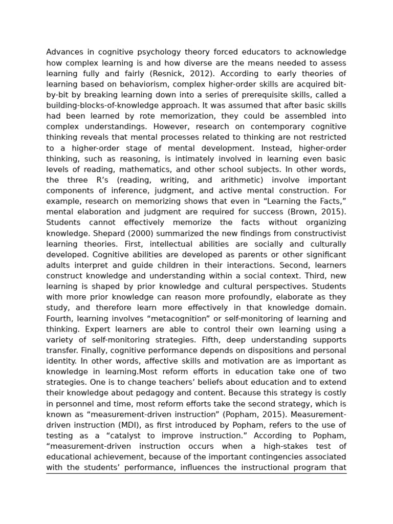 Advances in Cognitive Psychology Theory Forced Educators To Acknowledge ...