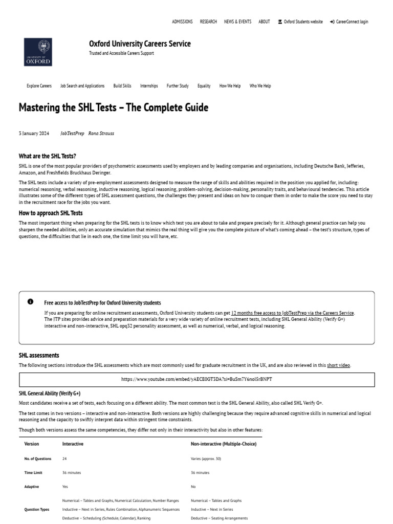 Mastering The SHL Tests - The Complete Guide - Oxford University ...