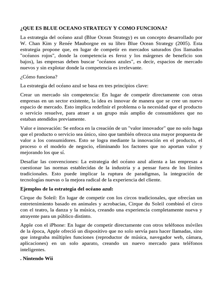 Que Es Blue Oceano Strategy y Como Funciona | PDF | Business | Economias