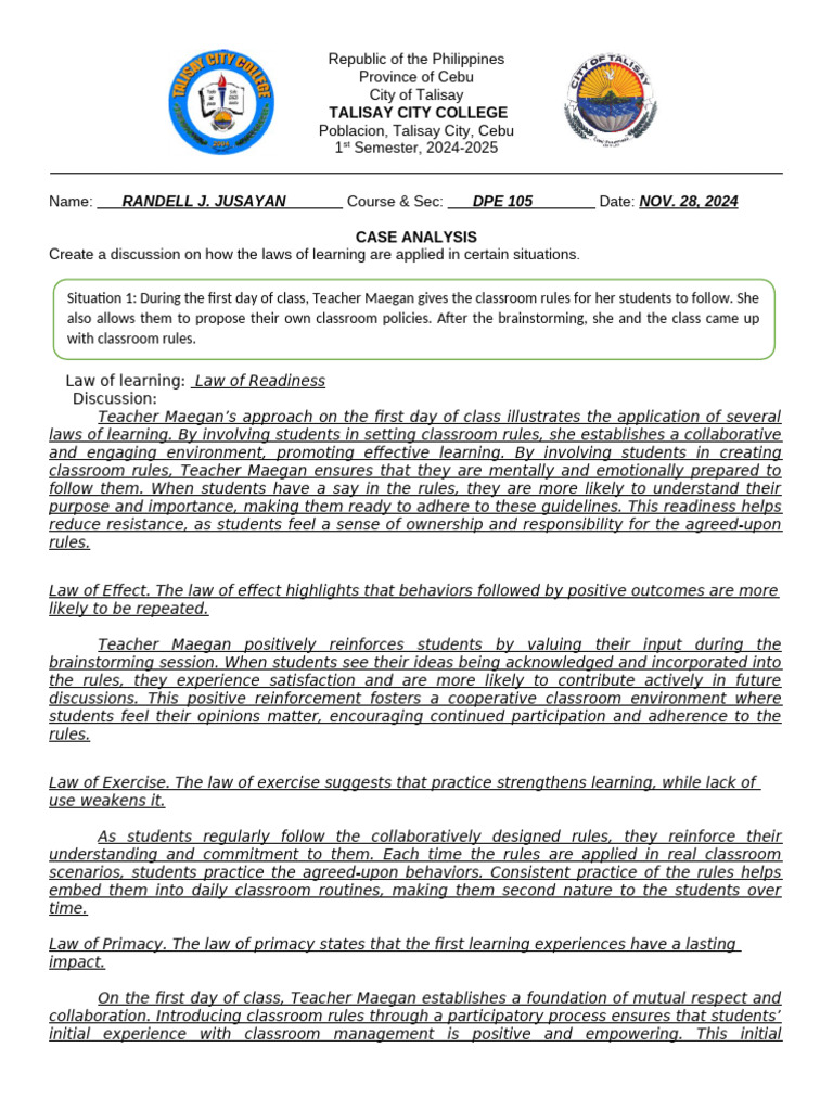 Final (Quiz2) Randell Jusayan | PDF | Learning | Motivational