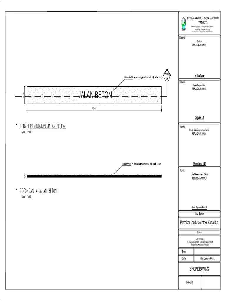 Jalan Beton: Shop Drawing | PDF