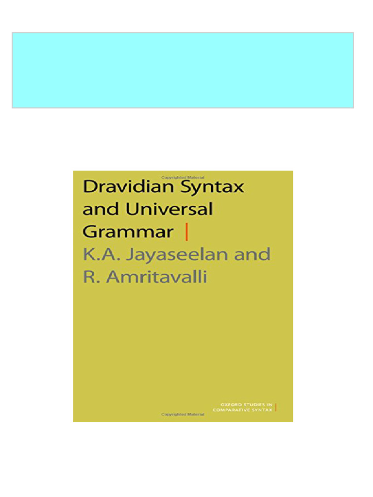 Instant Download Dravidian Syntax and Universal Grammar 1st Edition K.A ... Instant Download Dravidian Syntax and Universal Grammar 1st Edition K.A ...