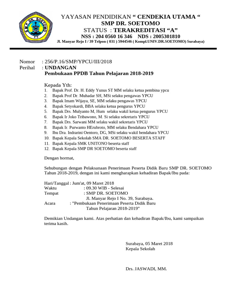 Undangan PPDB Gabungan | PDF