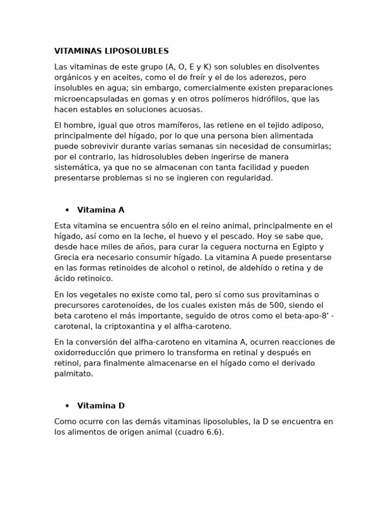 Vitaminas Liposolubles | PDF | Vitamina a | Vitamina