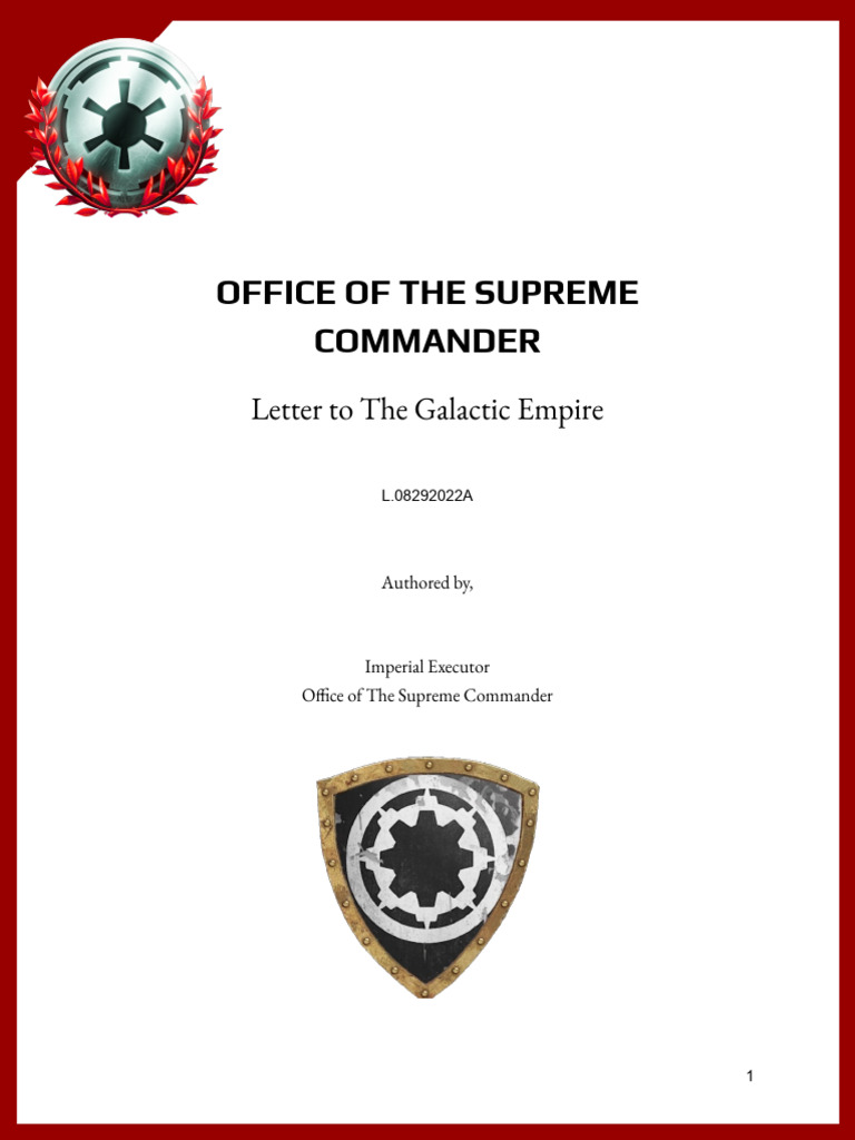 OSC - Letter To The Galactic Empire | PDF | Commander | Galactic Empire ...