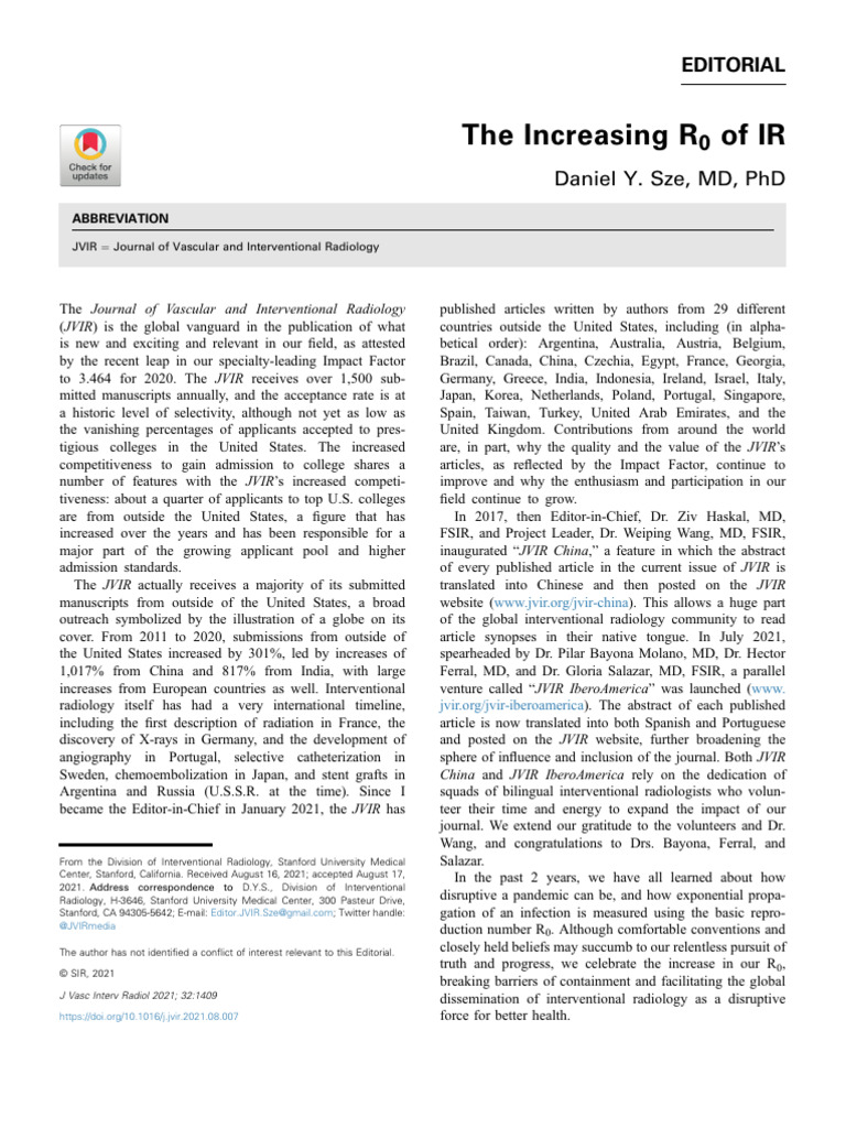 The Increasing R Sub 0 Sub of IR - Jvir | PDF