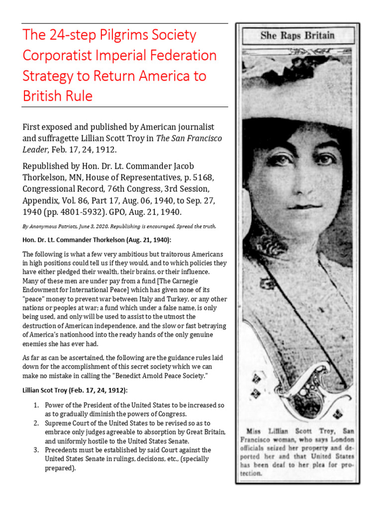 The 24-Step Pilgrim's Society Corporatist Imperial Federation Strategy To Return America To ...