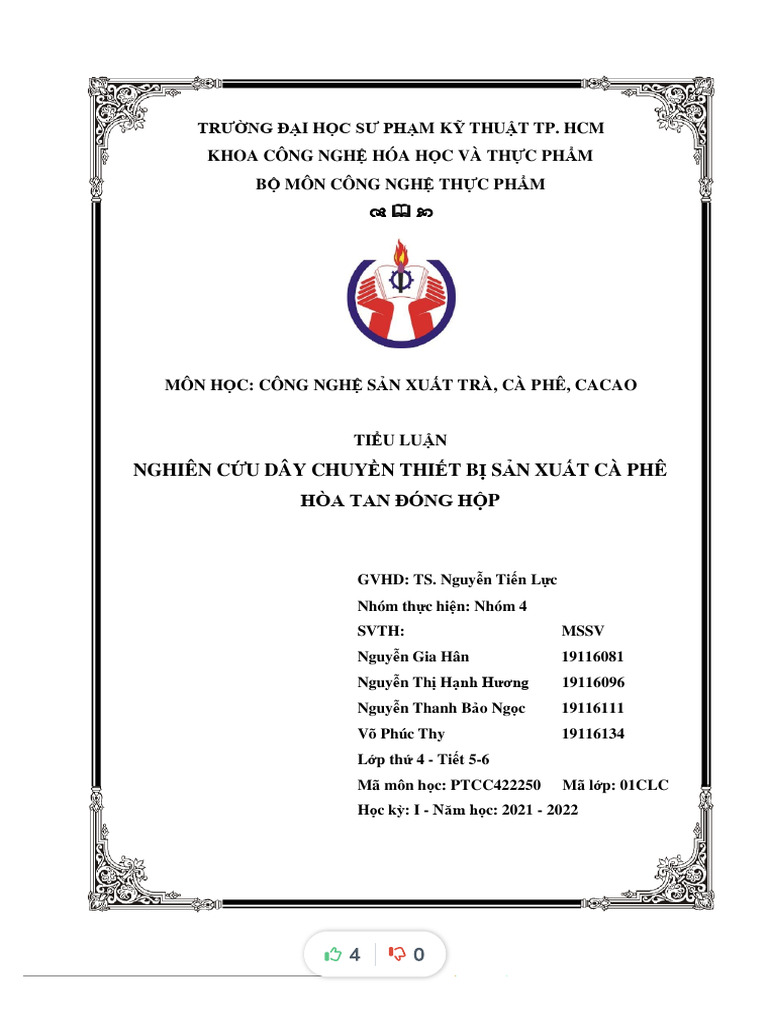 Tieu Luan Nhom 4 CA Phe Hoa Tan | PDF