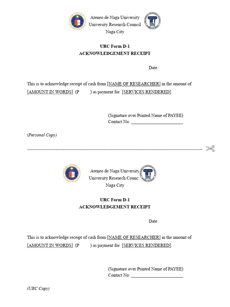 URC Form D 1 Acknowledgement Receipt | PDF